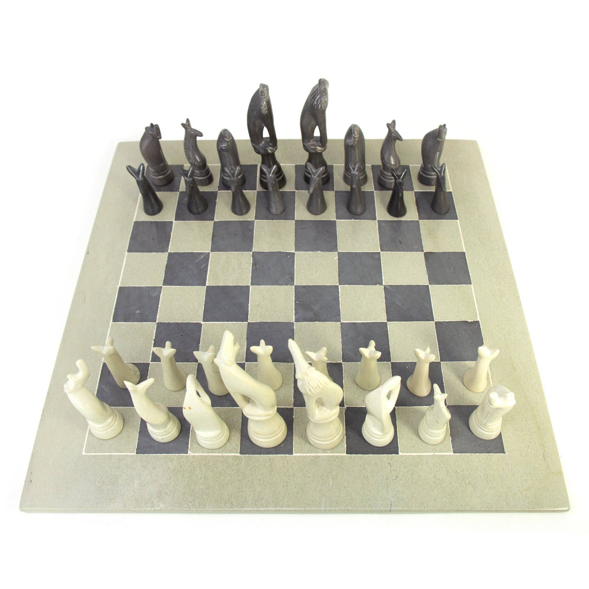 Hand-Carved Soapstone Chess Set - Safari Animals | Flavours of Life